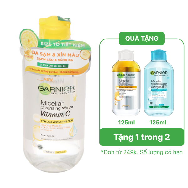 Nước tẩy trang Garnier Vitamin C giúp làm sạch, sáng da chai 400ml - 12 ...