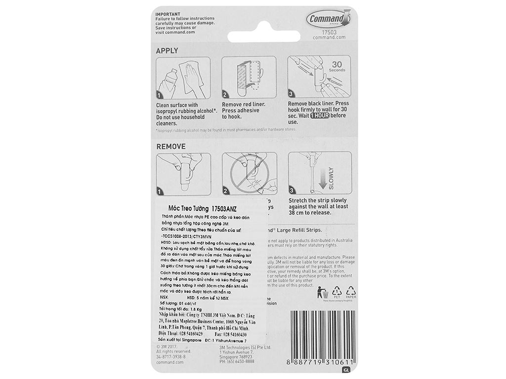 Móc dán hình chữ nhật 3M ANZ 17503 giá tốt tại Bách hoá XANH