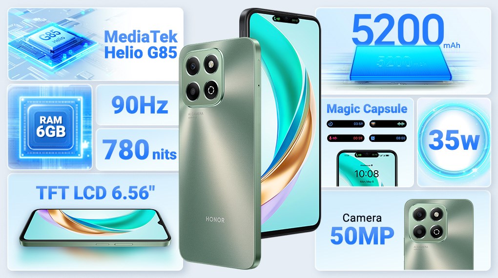 HONOR X6b 6GB/128GB Đen/Xanh lá - Chính hãng, giá tốt, có mua trả chậm