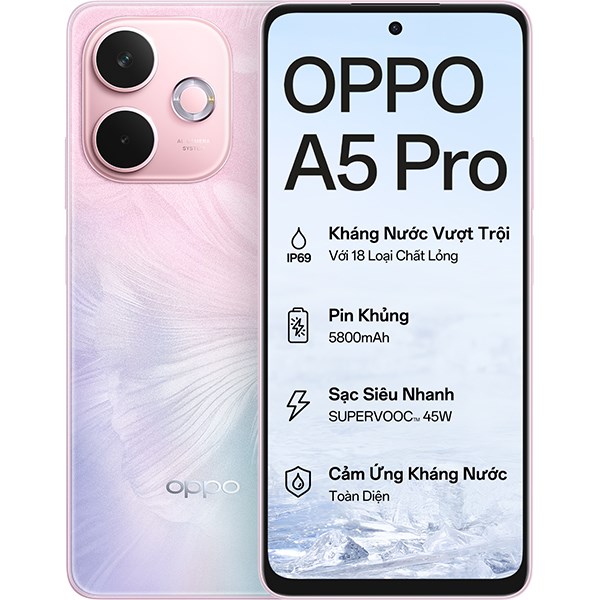 OPPO A5 Pro và A5 Pro 5G ra mắt Việt Nam: Kháng nước IP69, pin khủng