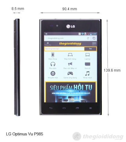 LG Optimus Vu P895, Smarphone Android - Thegioididong.com