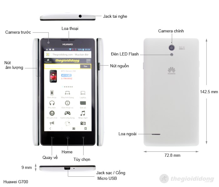 Huawei G700 | Smartphone Android | dienmayxanh.com