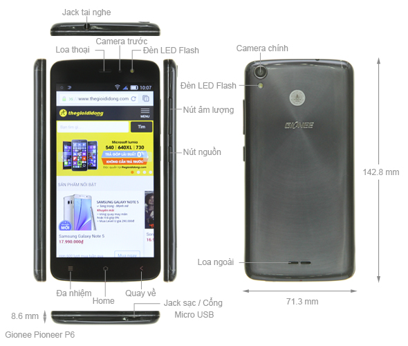Gionee Pioneer P6 chính hãng | Thegioididong.com