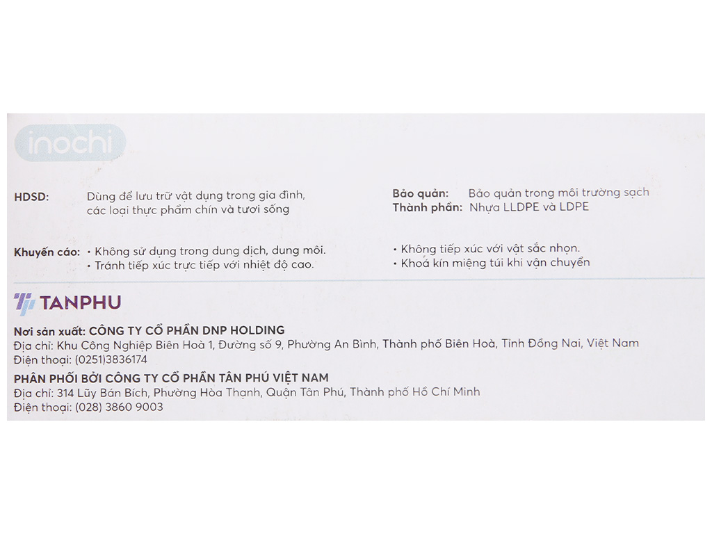 20 túi zipper khoá kéo Inochi giá tốt tại Bách Hoá XANH