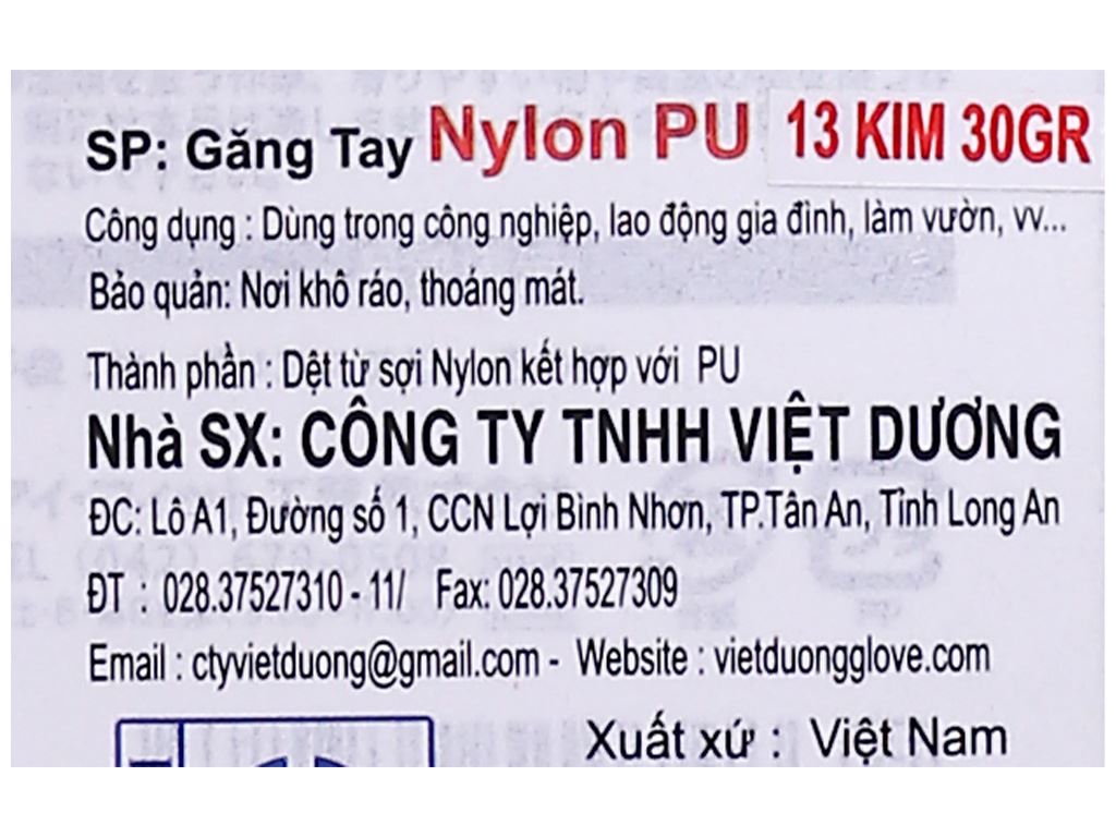 Găng nylon 13 kim pu Việt Dương size M, L tại Bách hóa XANH