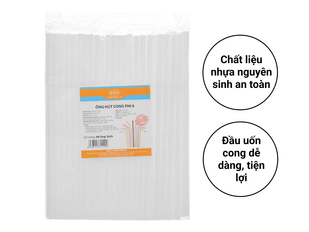 Ống hút nhựa cong Hunufa 80 cái giá tốt tại Bách hoá XANH