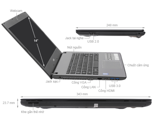 Laptop Acer Aspire E5 476 i3 8130U/4GB/500GB/Win10/(NX.GWTSV.002)