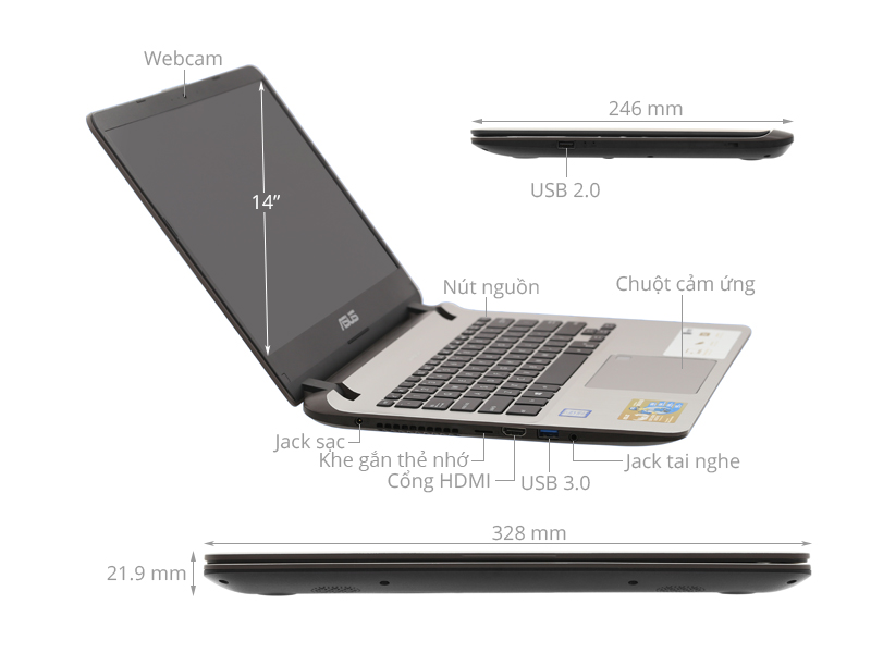 Laptop Asus X407UF i7 BV022T | Giá rẻ, trả góp