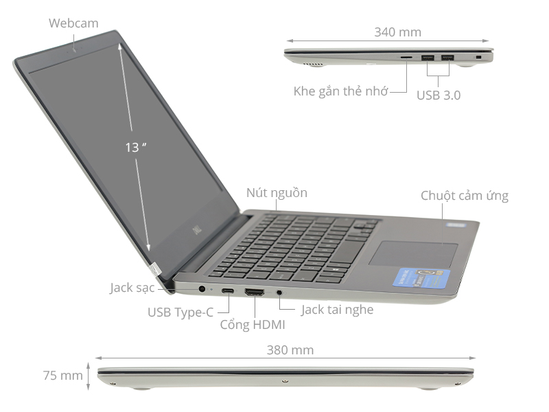 Laptop Dell Vostro 5370 i5 7M6D51 | Giá rẻ, mua trả chậm