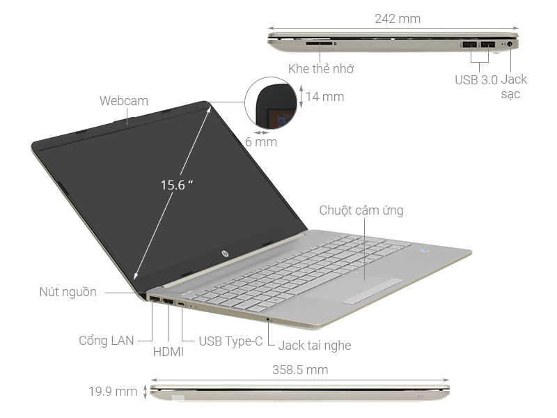 HP 15s du1056TU 6405U (1W7R5PA) - Chính hãng, mua trả chậm