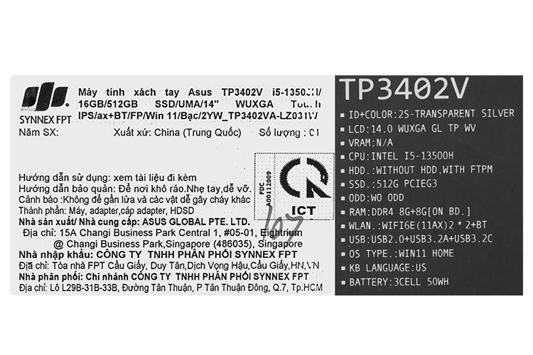 Laptop Asus Vivobook S 14 Flip TP3402VA i5 (LZ031W) - Chính hãng, trả góp