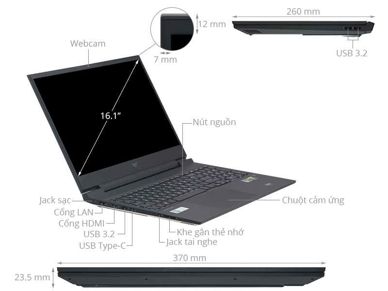 Laptop HP VICTUS 16 e1106AX R5 (7C0T1PA) - Trả góp, giá rẻ