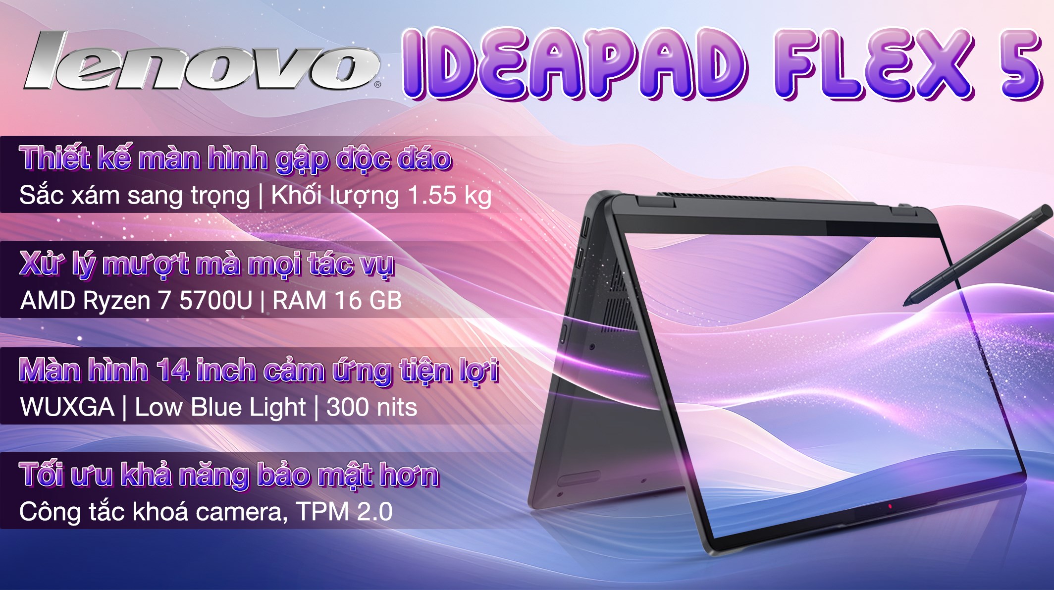 Laptop Lenovo Ideapad Flex 5 14ALC7 R7 5700U (82R900ECVN) - Chính hãng ...