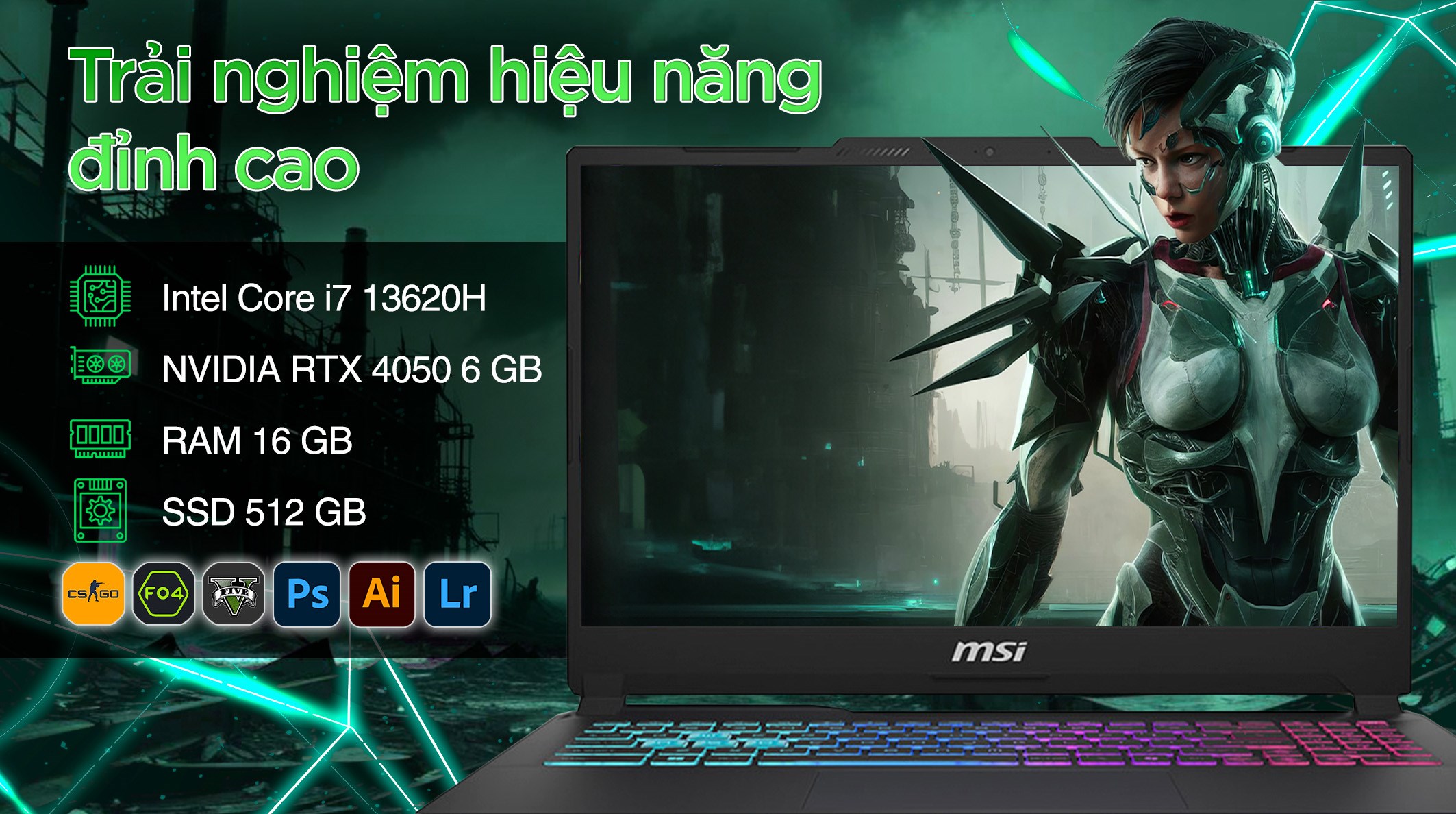 MSI Cyborg 15: Core i7 13620H/16G/15.6in FHD 144Hz/RTX4050/còn BH 19th | 5giay