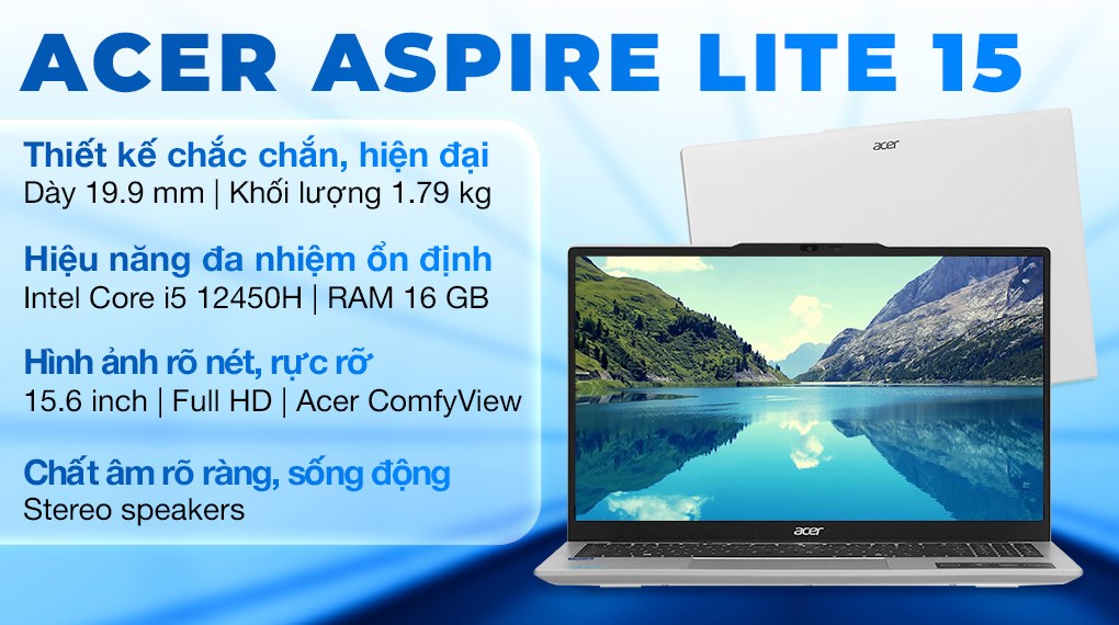 Laptop Acer Aspire Lite 15 AL15 71P 517D i5 12450H (NX.J7KSV.001) - Chính hãng, giá tốt