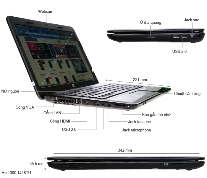 Hp 1000 1418TU 33114G50, Hp 1000 core i3 | Thegioididong.com