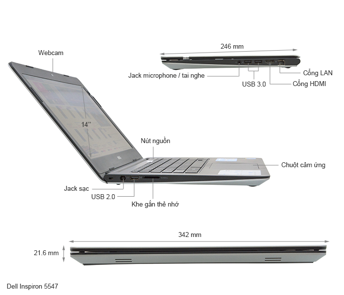 Dell Inspiron 5447,14",8GB,HDD 1TB | Thegioididong.com
