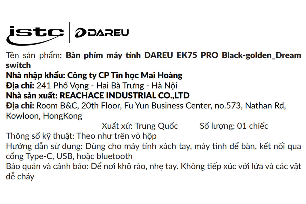 Bàn Phím Cơ Bluetooth Dareu EK75 Pro