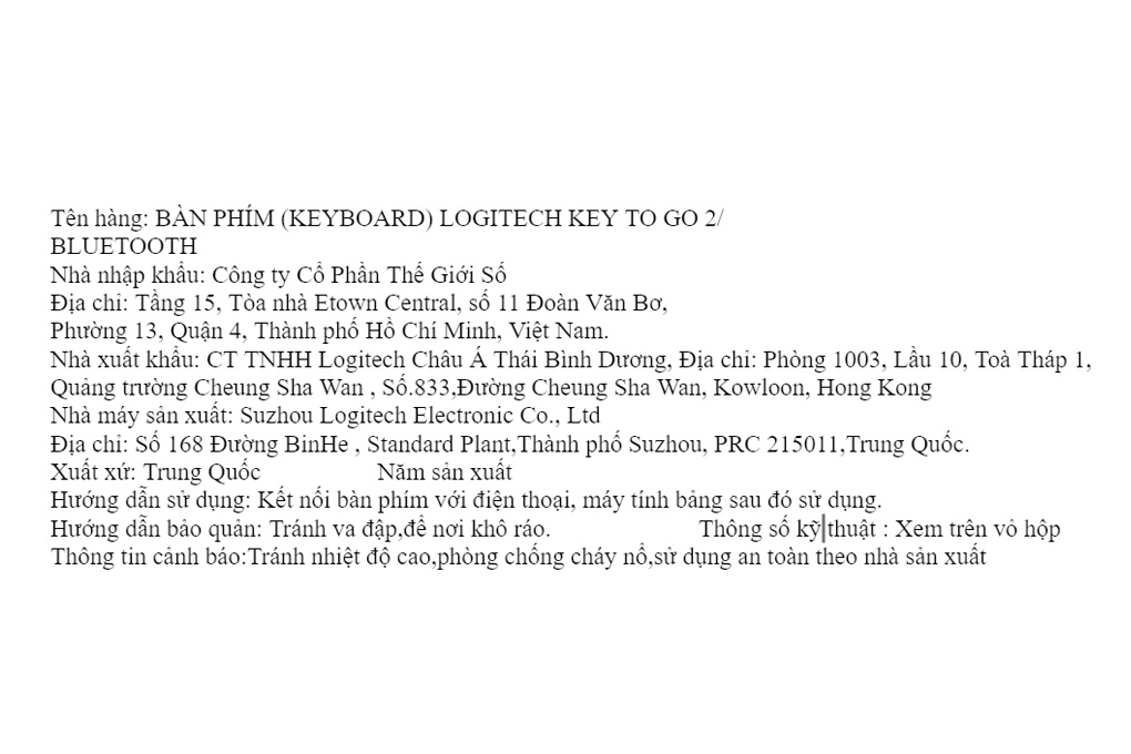 Bàn Phím Bluetooth Logitech Key To Go 2