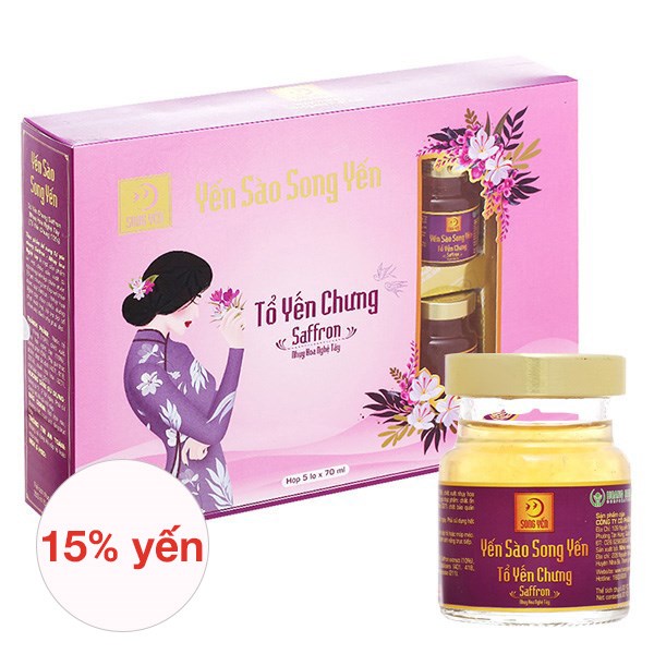 Hộp 5 hũ nước yến sào nhụy hoa nghệ tây Saffron Song Yến 70ml chính ...