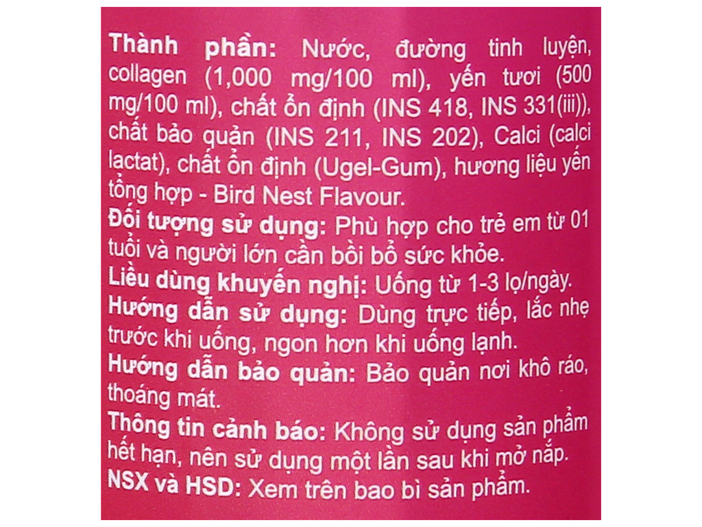 Thùng 48 chai yến collagen Red Nest 185ml tại Bách hóa XANH