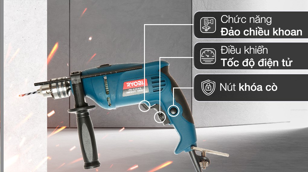 Máy khoan cầm tay Ryobi PD-130VR 650W - chính hãng, giá tốt