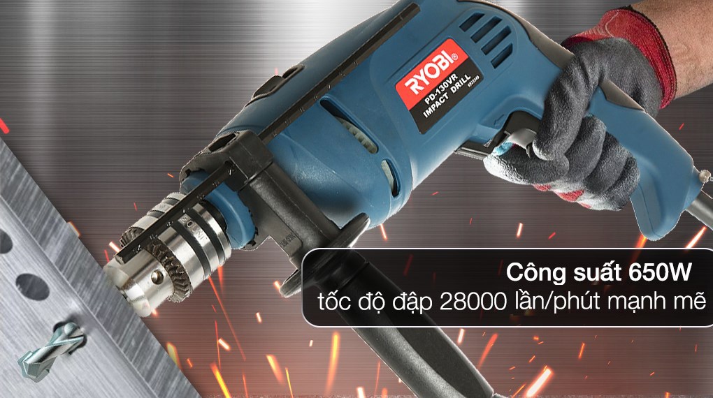 Máy khoan cầm tay Ryobi PD-130VR 650W - chính hãng, giá tốt