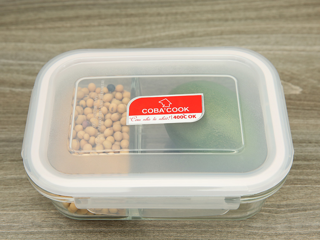 Hộp 2 ngăn thủy tinh chữ nhật COBA'COOK 640ml Bách Hoá XANH