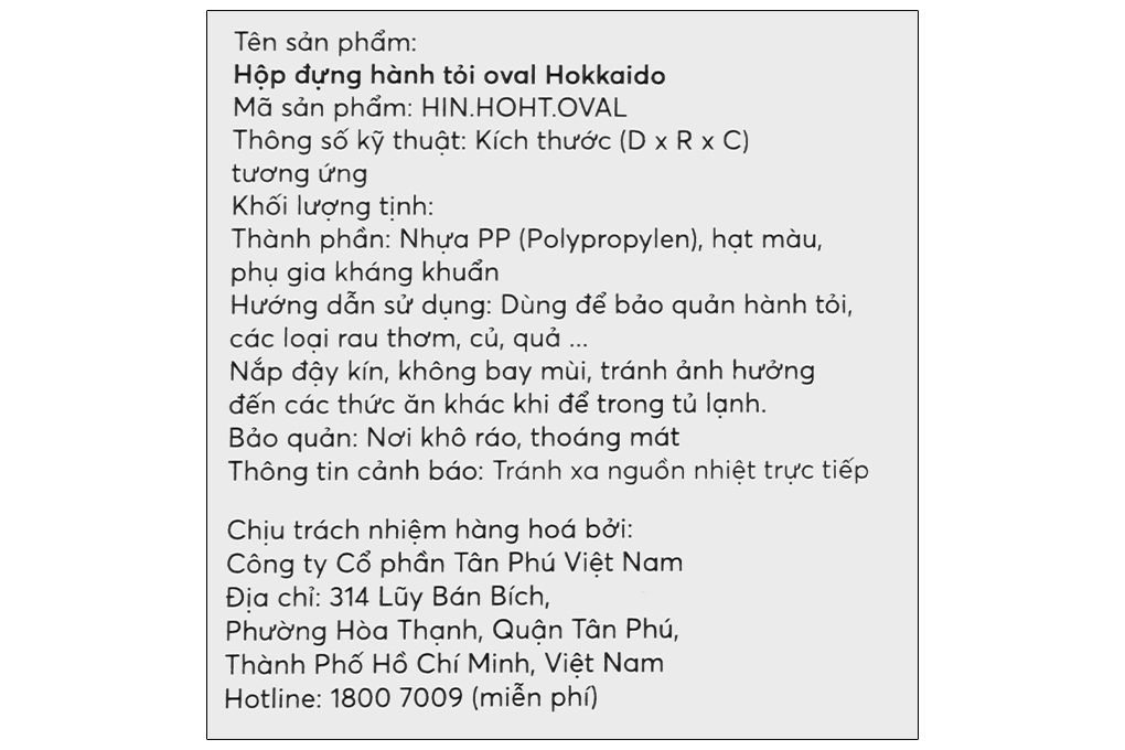 Hộp đựng hành tỏi nhựa Inochi Hokkaido - Chất liệu an toàn, giá tốt