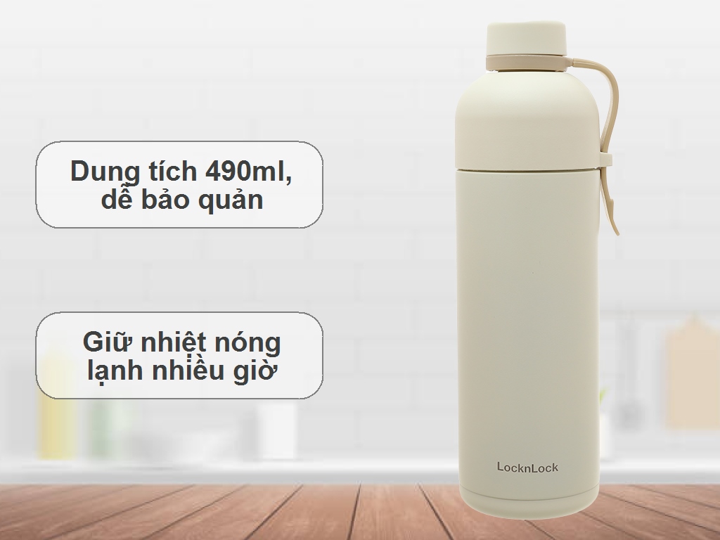Bình giữ nhiệt Lock&Lock Belt Bottle ngà 490ml tại Bách Hoá XANH