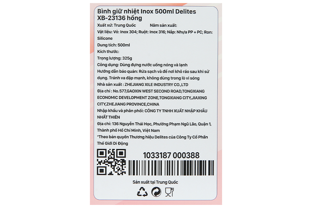 Bình giữ nhiệt Inox 500 ml Delites XB-23136 - giá tốt, an toàn, giao ...