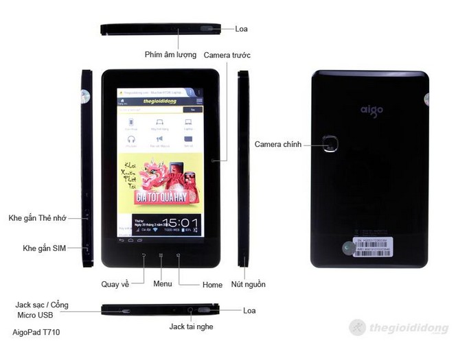 Aigo T710 - 4GB/3G/Wifi - Tablet Android | Thegioididong.com