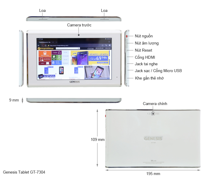 Genesis Tablet GT-7304, 7inch WiFi | Thegioididong.com