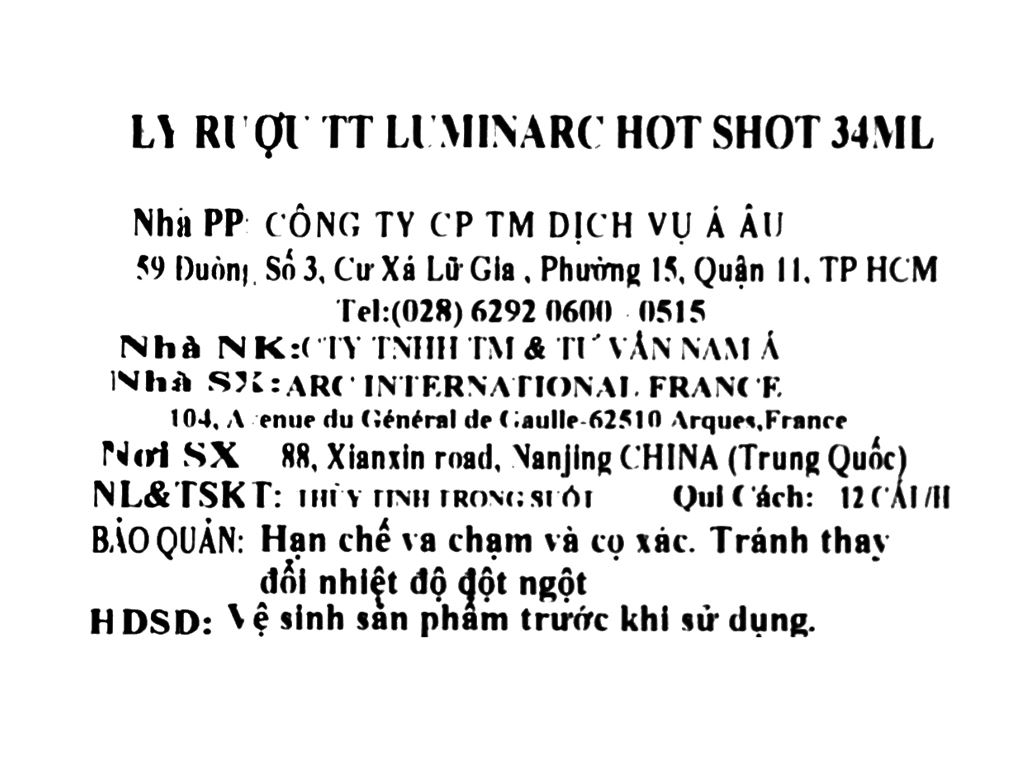 Ly rượu TT Luminarc Hot Shot 34ml giá tốt tại Bách hoá XANH