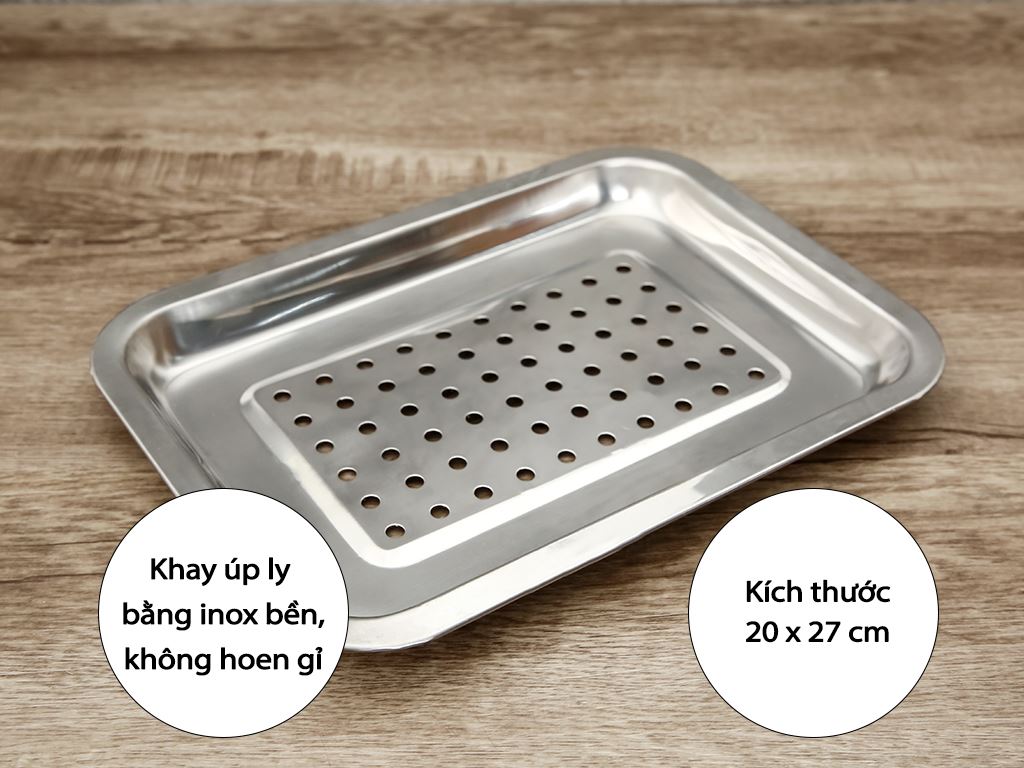 Khay úp ly inox kích thước 20x27cm giá tốt tại Bách hoá XANH