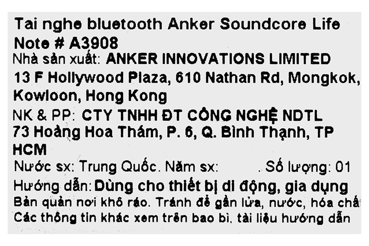 Tai nghe Bluetooth True Wireless Anker Soundcore Life Note A3908