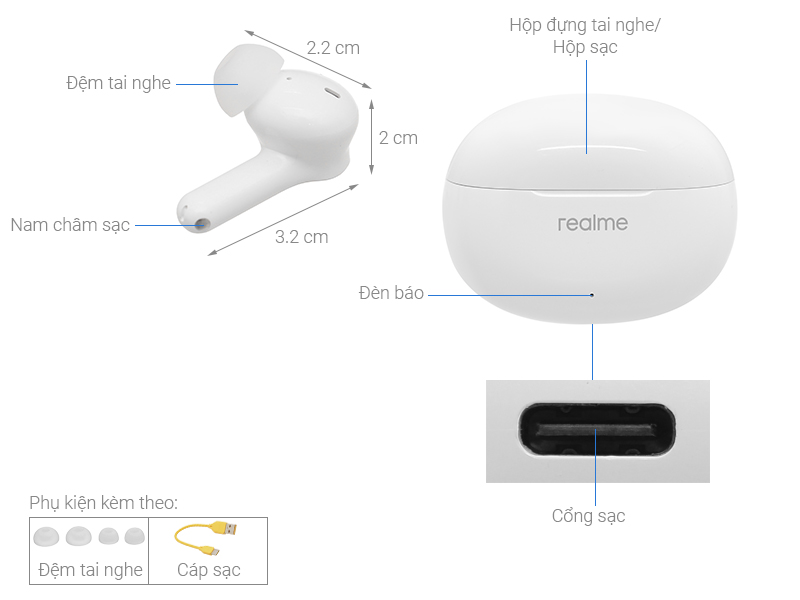 Tai nghe Bluetooth True Wireless Realme Buds T100