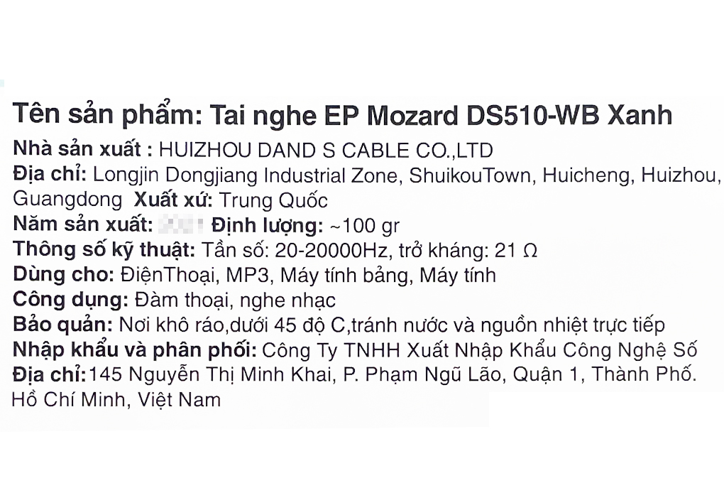 Tai nghe EP Mozard DS510-WB Xanh Navy