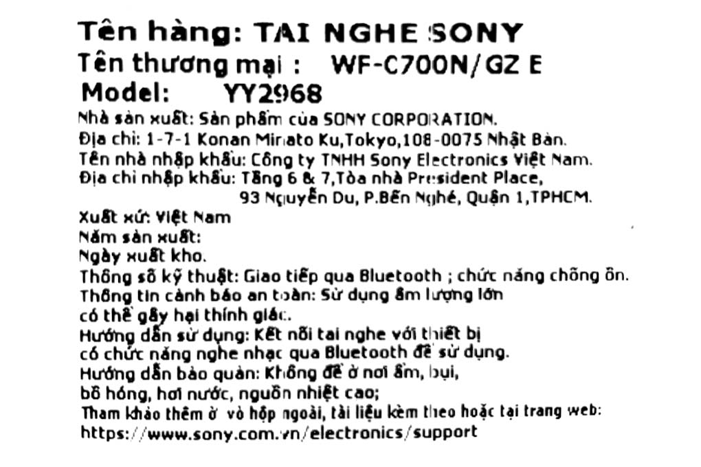 Tai nghe Bluetooth True Wireless Sony WF-C700N