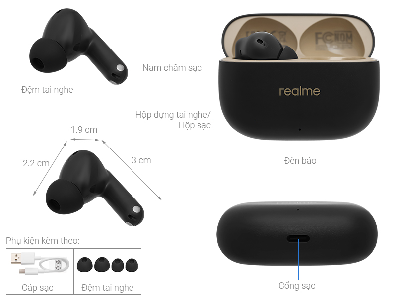 Tai nghe Bluetooth True Wireless realme Buds T300 - chính hãng