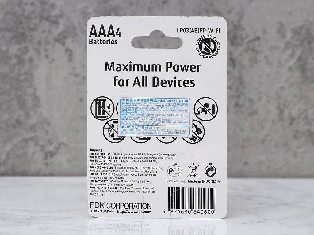 4 viên Pin Fujitsu Premium LR03 giá tốt tại Bách hoá XANH