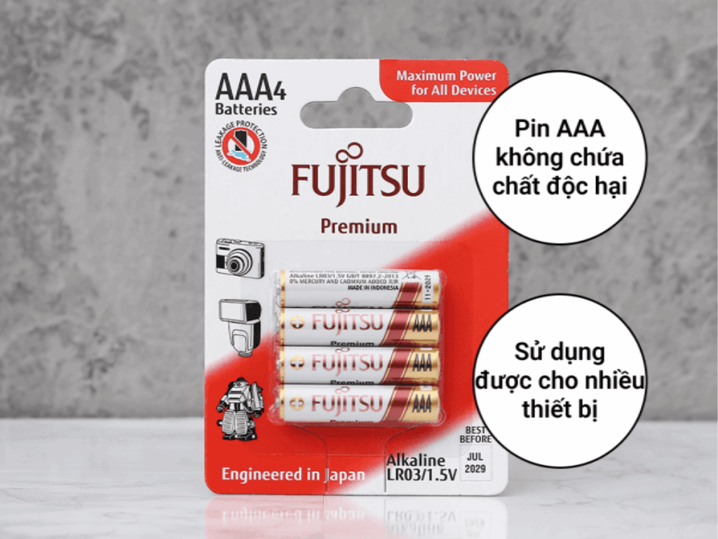 4 viên Pin Fujitsu Premium LR03 giá tốt tại Bách hoá XANH