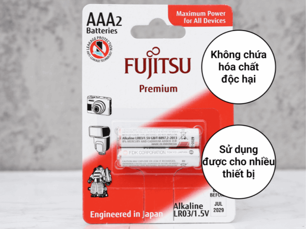 2 viên Pin Fujitsu Premium LR03 giá tốt tại Bách hoá XANH