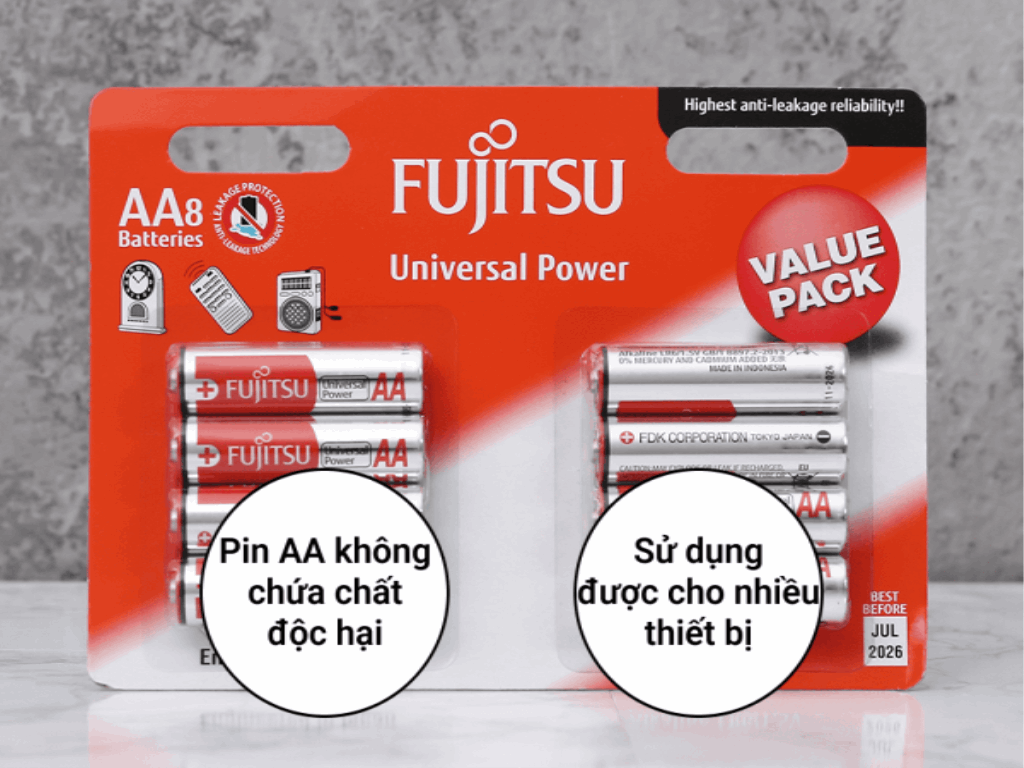8 viên Pin Fujitsu Alkaline LR6 giá tốt tại Bách hoá XANH
