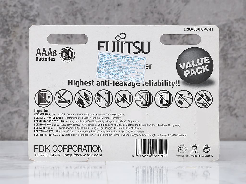 8 viên pin Fujitsu Alkaline LR03 giá tốt tại Bách hoá XANH