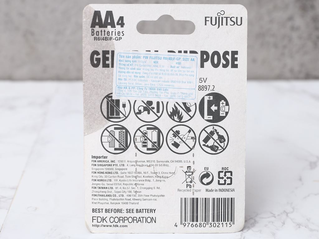 4 viên pin Fujitsu Carbonzinc R6 giá tốt tại Bách hoá XANH