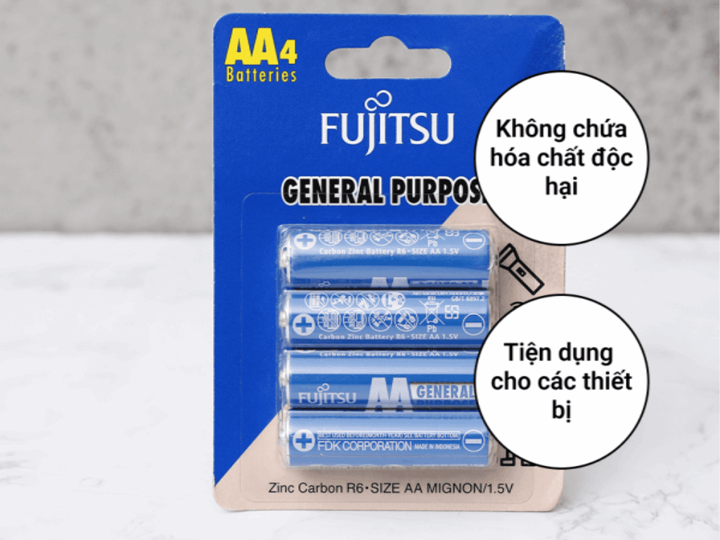 4 viên pin Fujitsu Carbonzinc R6 giá tốt tại Bách hoá XANH