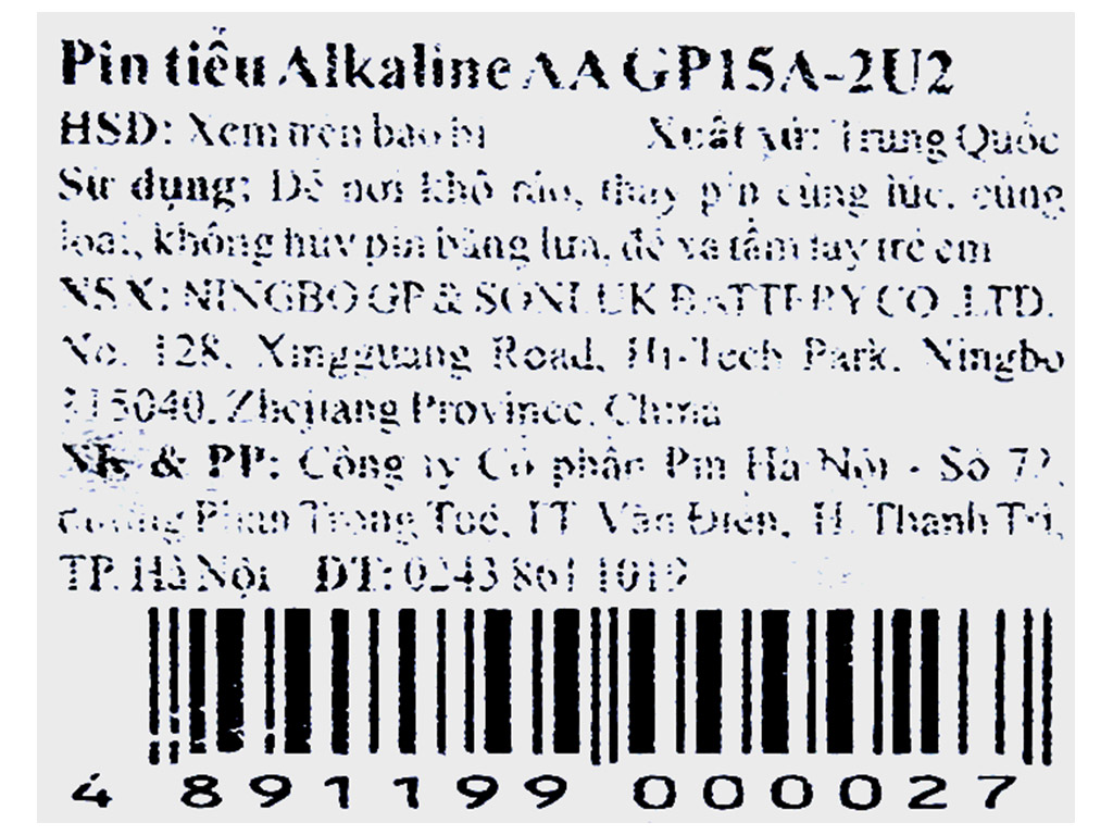 Vỉ 2 viên pin AA GP Alkaline giá tốt tại Bách Hoá XANH
