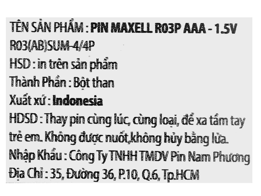 Vỉ 4 viên pin Maxell R03 3A giá tốt tại Bách Hoá XANH