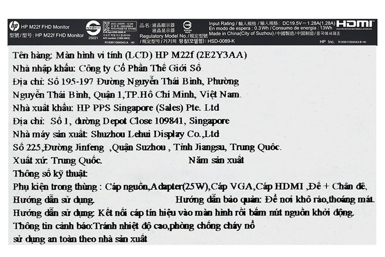 Màn hình HP M22f 21.5 inch FHD IPS - Chính hãng, giá tốt